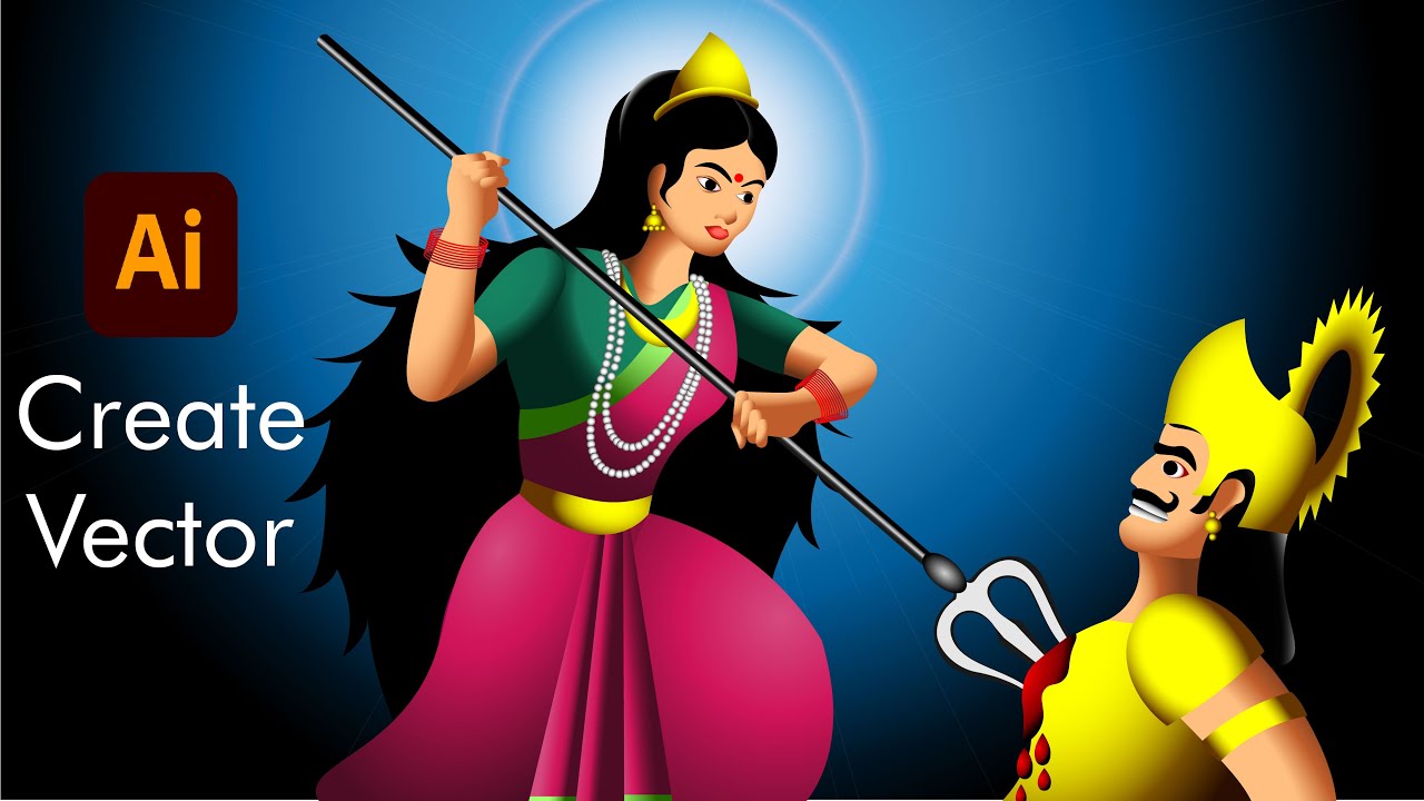 Draw Goddess Durga vector image in Illustrator #art #drawing # ...
