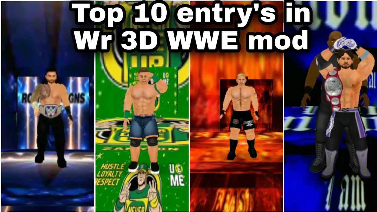 Top 10 entrances in wrestling revolution 3d wwe mod - YouTube
