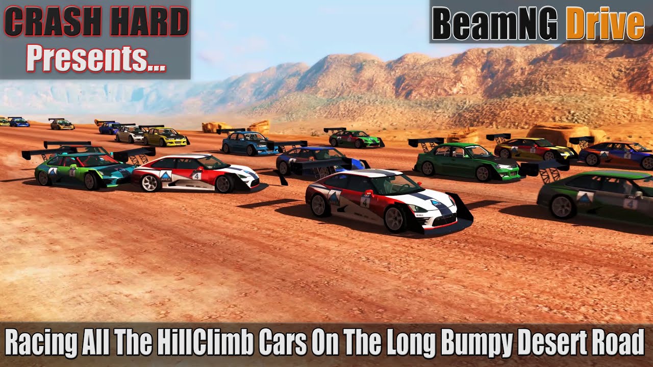 BeamNG Drive - Racing All The HillClimb Cars On The Long Bumpy Desert ...