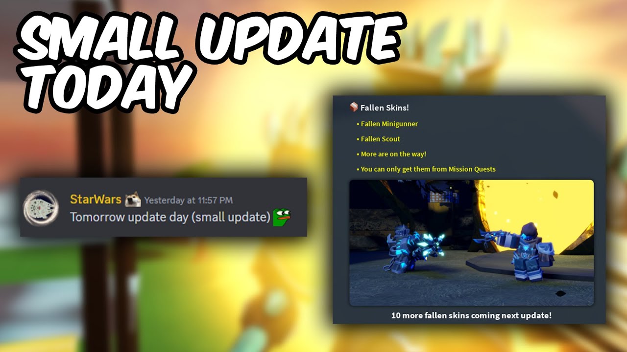 SMALL UPDATE TODAY + NEW FALLEN SKINS? | Tower Defense Simulator ...