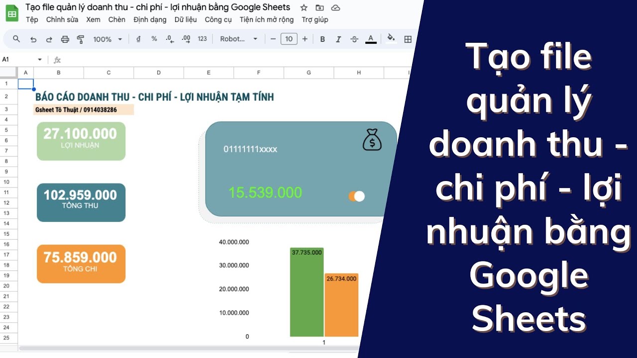 Tạo File Google sheets quản lý Doanh Thu, Chi phí, Lợi nhuận từng bước ...