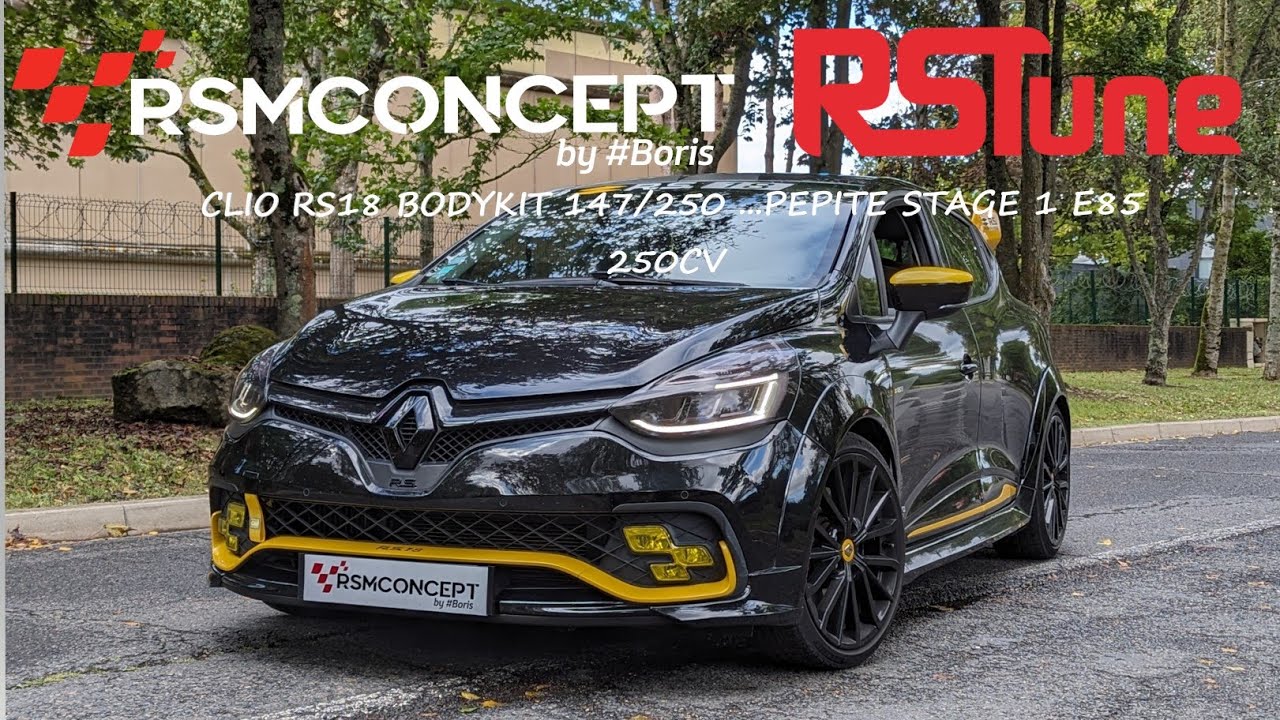 CLIO 4 RS 18 BODYKIT 147/250 " Pépite " STAGE 1 E85 250CV - YouTube