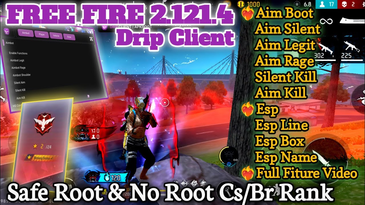 NEW FREE FIRE 2.121.4 LATEST FEATURES UPDATE DRIP CLIENT MOD MENU AUTO ...
