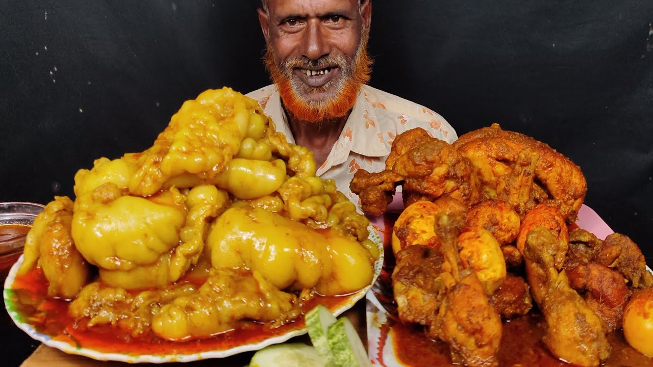 Eating Oily Mutton Fat Curry, Whole Chicken Curry, Full Chicken Curry ...