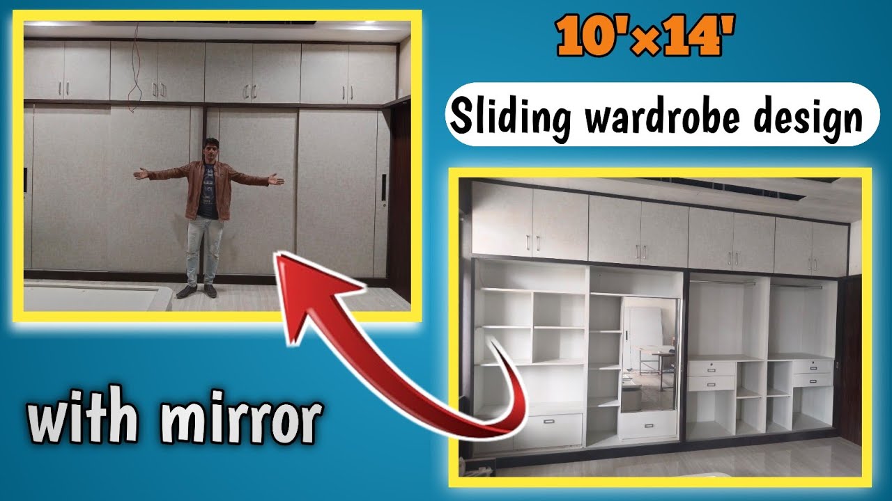 7'×14'Sliding Almirah/Wardrobe Design With Mirror/ Sliding Wardrobe ...