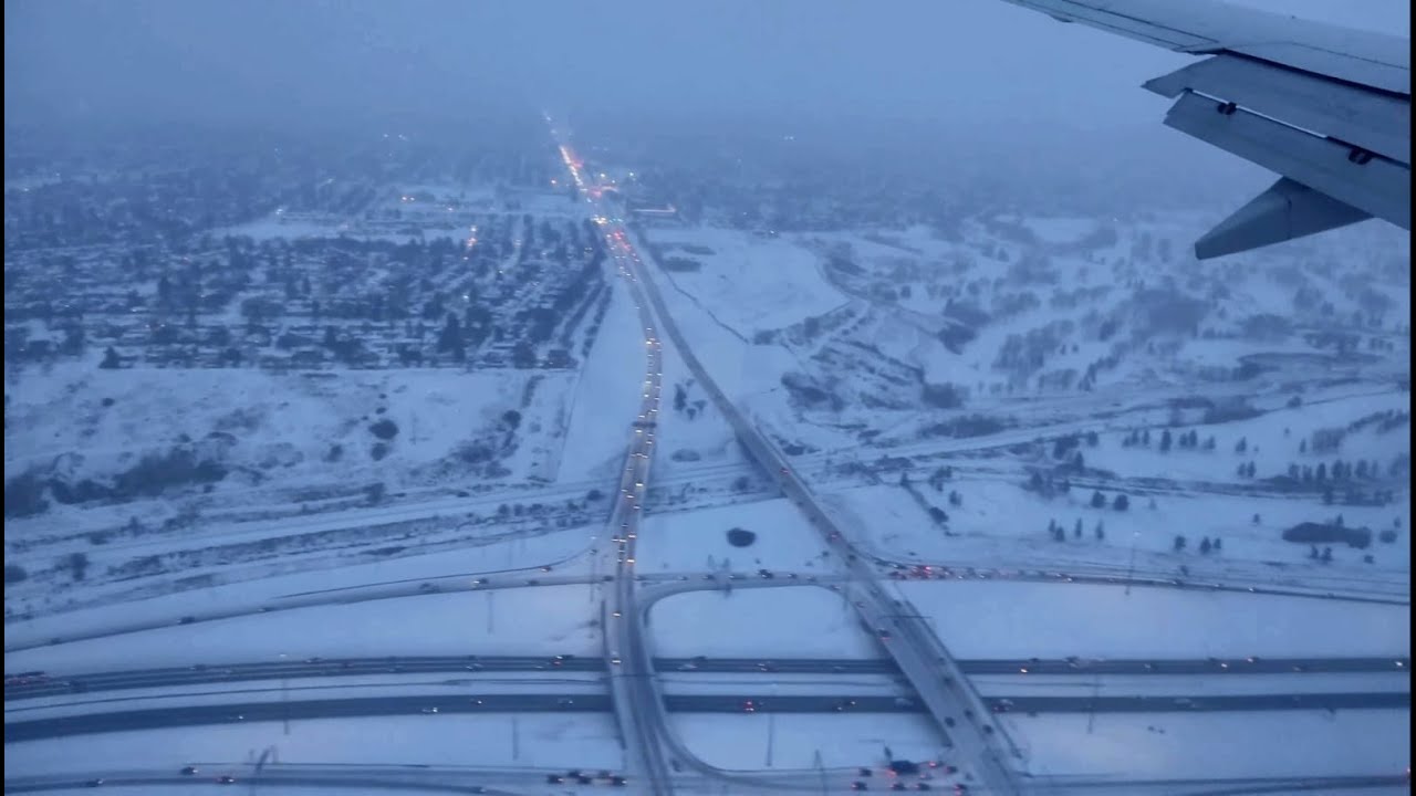 Landing at Calgary International Airport (YYC) | Cold and Snow - YouTube
