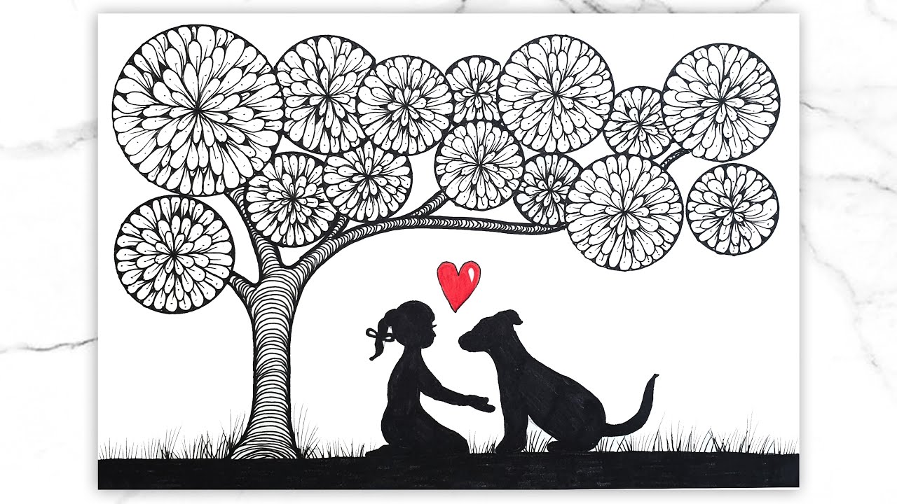 How To Draw Zentangle Tree For Beginners | Zentangle Art| Zendoodle ...