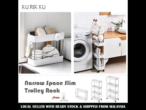 Narrow Space Slide Out Trolley Storage Rack Utility Cart Tower Shelves ...