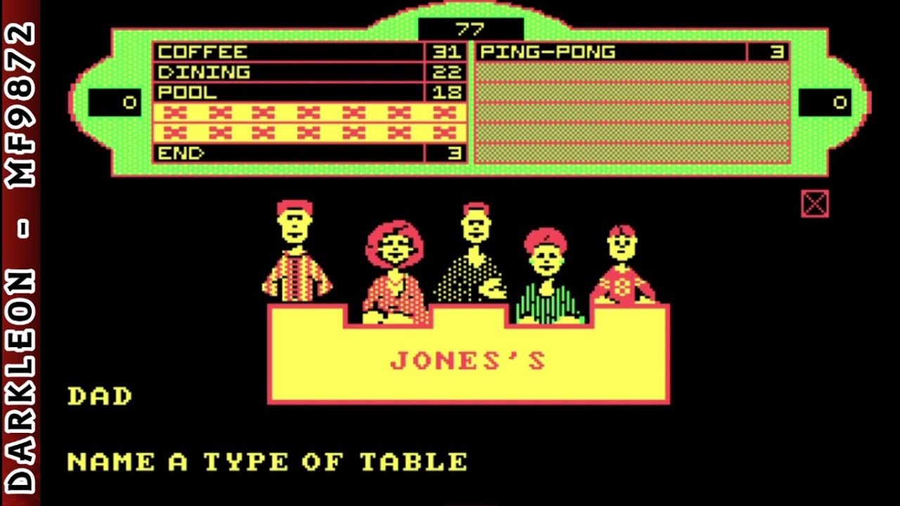 Family Feud © 1987 Sharedata - PC DOS - Gameplay - YouTube