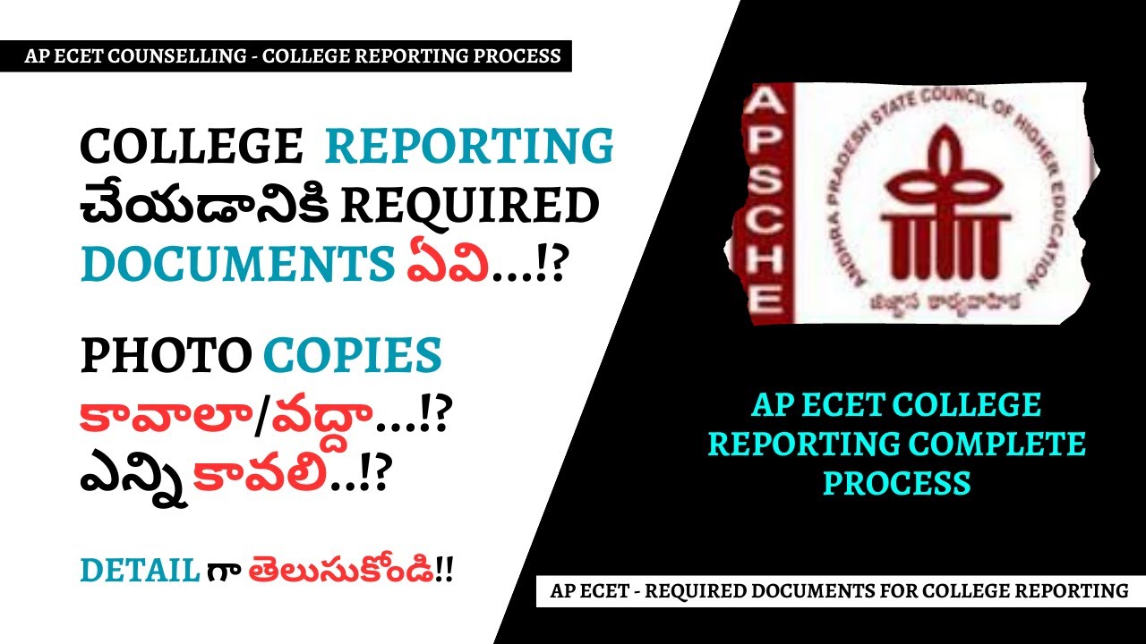 AP ECET College Reporting Process | Required Documents for College ...