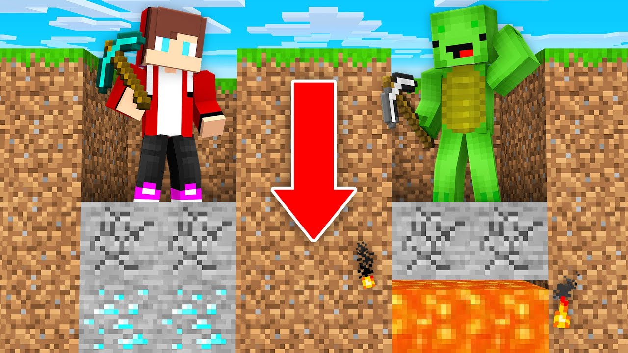 Mikey And Jj Can Only Dig Down In Minecraft Maizen Youtube