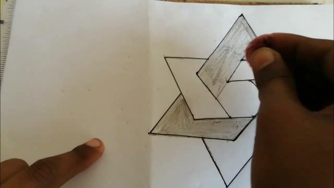 How to draw a 3D STAR step by step || Easy drawing a 3D star step by ...