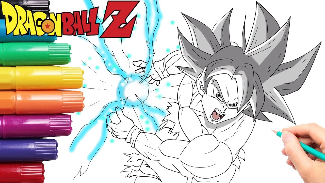 How To Draw Goku MUI Kamehameha | Step By Step | Dragon Ball - YouTube