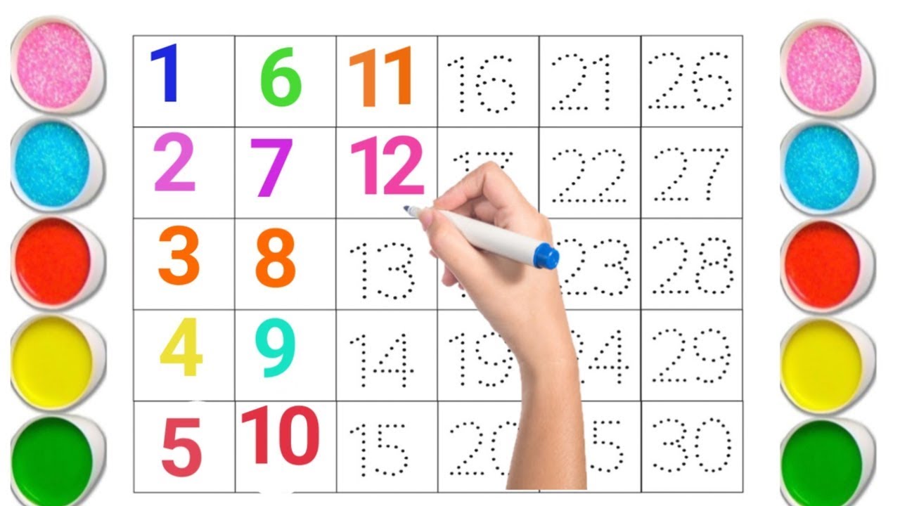 123 Learn to count and Trace with colors | 1 to 35 Number | For kids ...