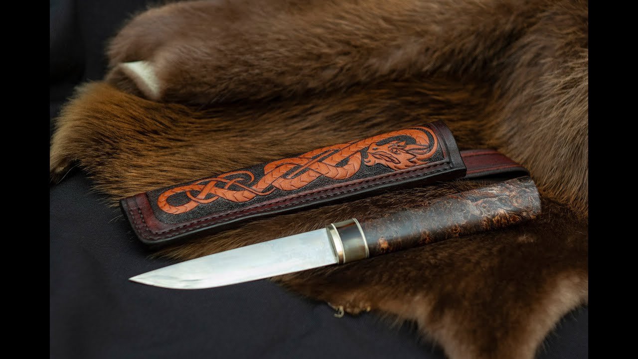 Making Celtic style dragon knife sheath process - YouTube