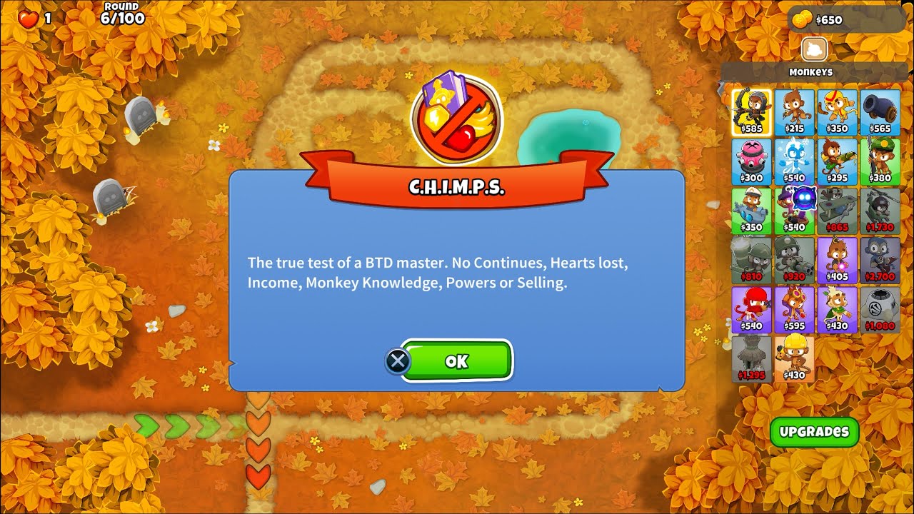 Bloon TD 6 In The Loop Map Chimps Difficulty PS5 Version - YouTube