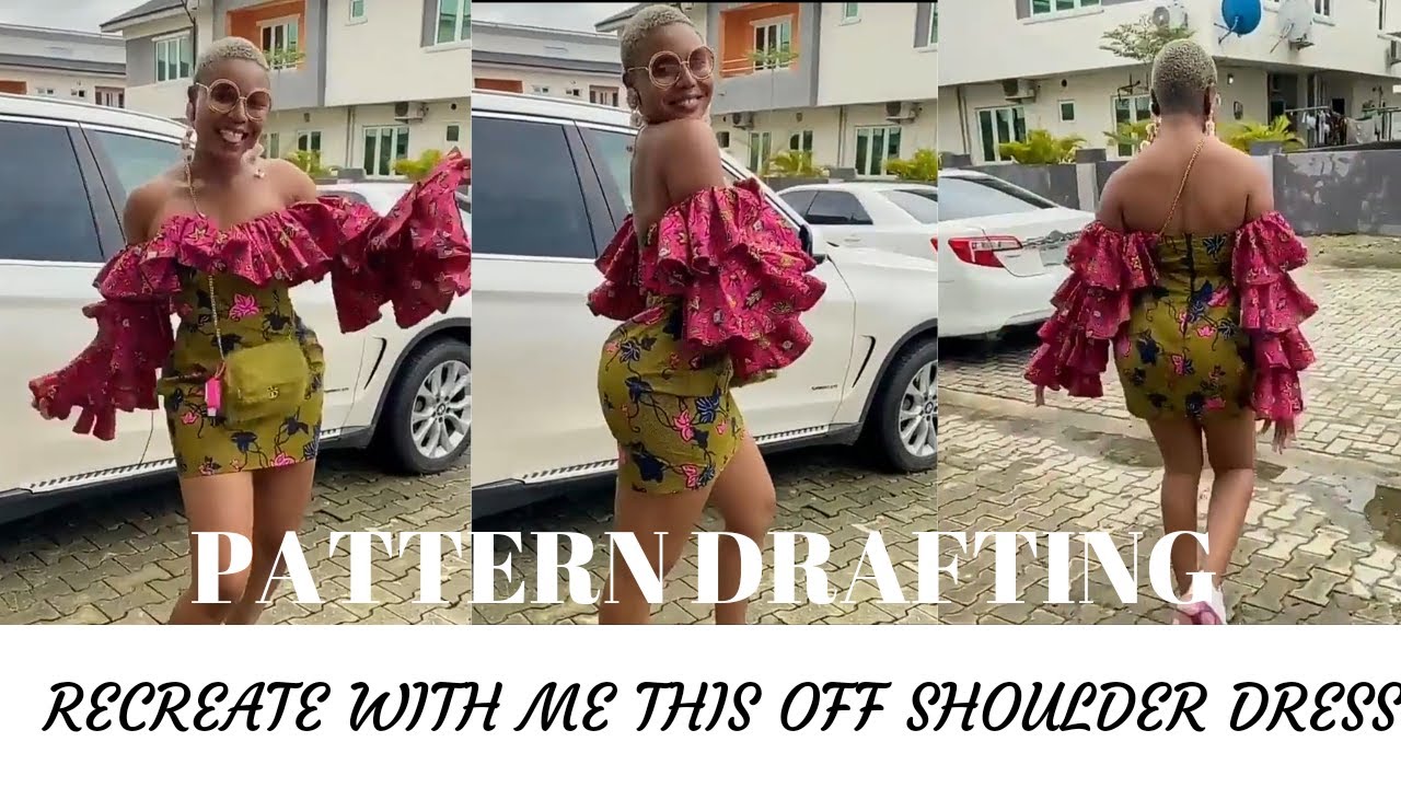 DRAFTING PATTERN FOR AN OFF SHOULDER DRESS WITH A 3 STEP SLEEVE |For beginners| PART ONE - YouTube