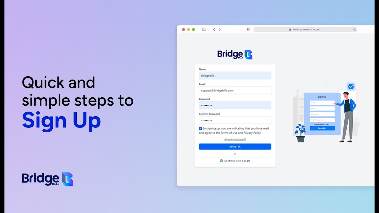 Bridge Bills OnBoarding Part 1- Sign-Up and Registration process - YouTube