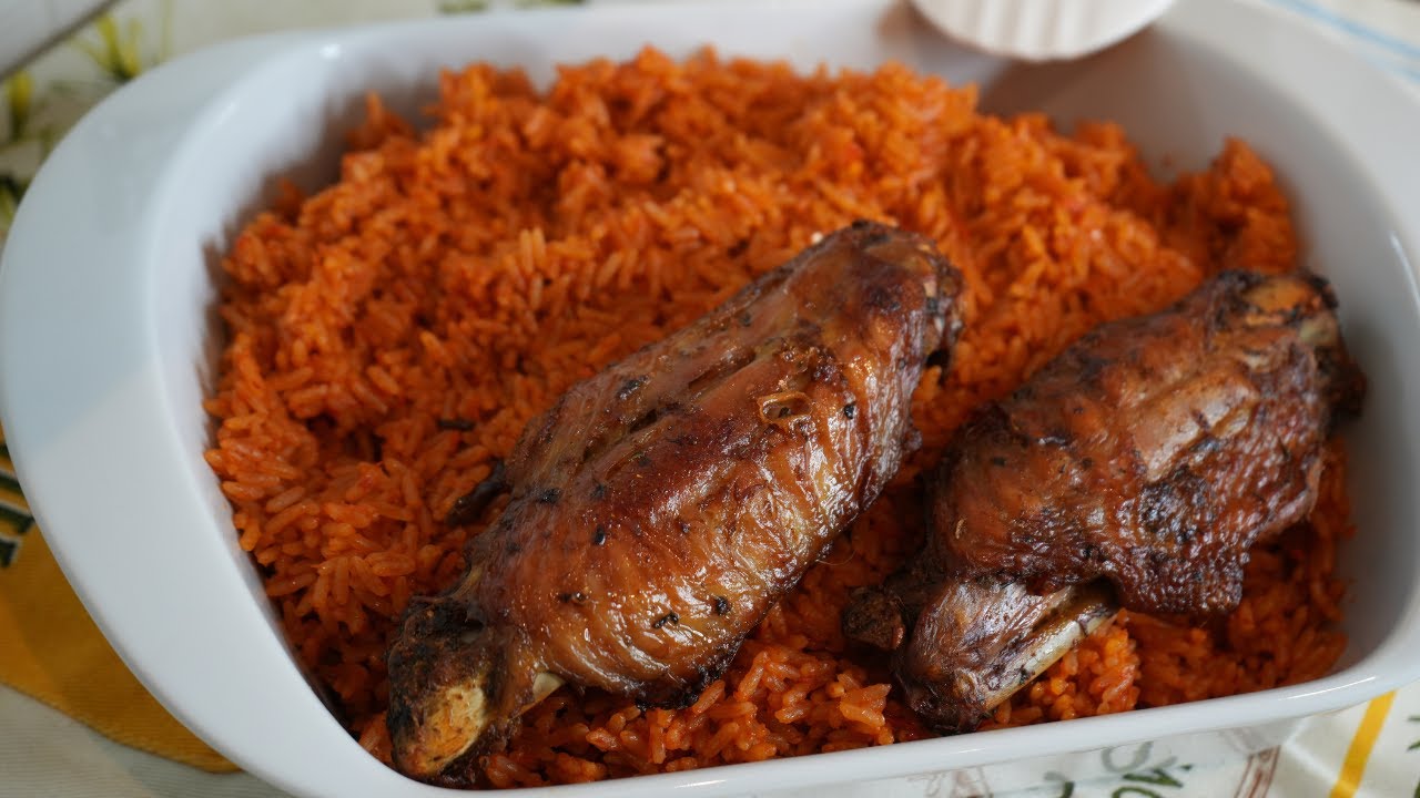 The Best Nigerian Party Jollof Rice with Air Fried Turkey Wings - YouTube