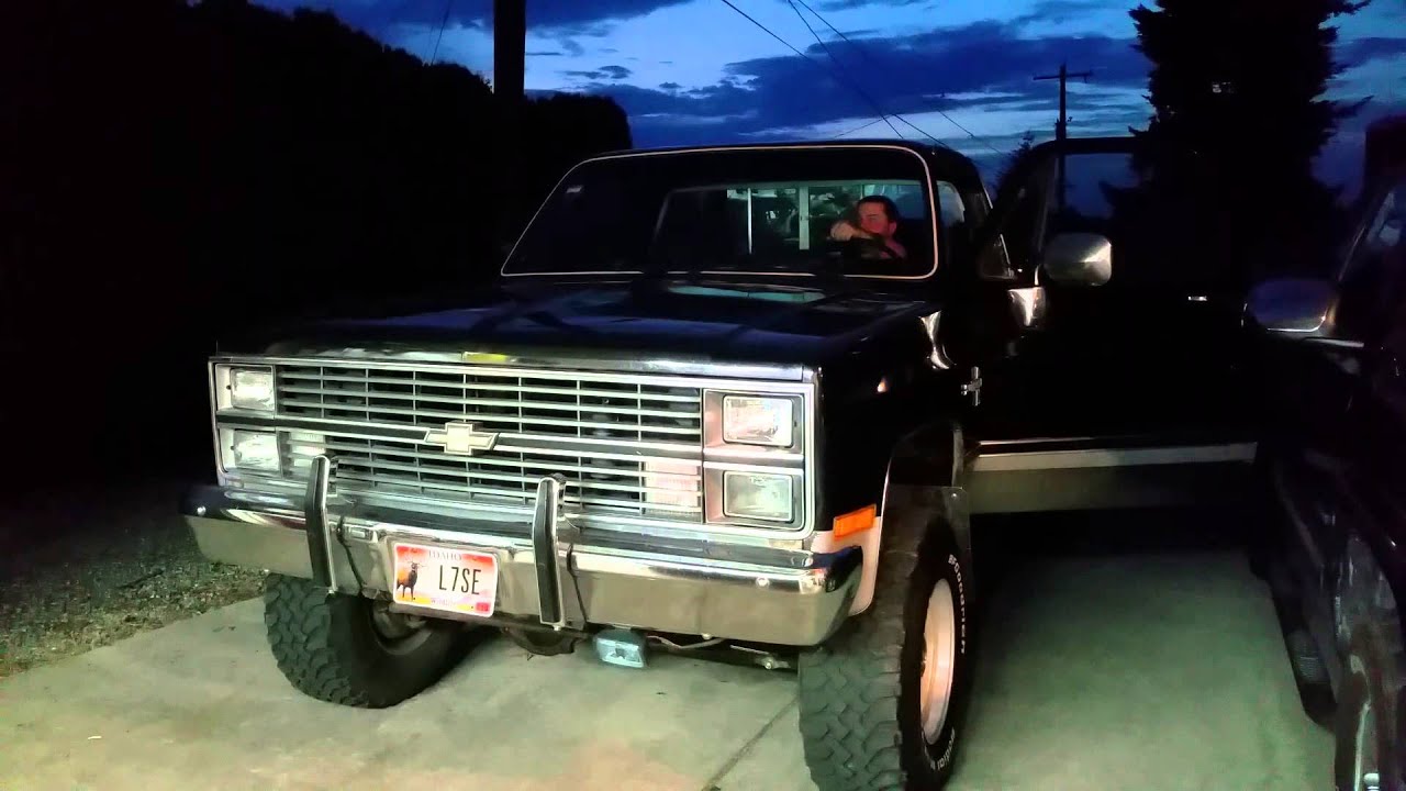 84 K20 350 Eddelbrock Carb, and headers - YouTube