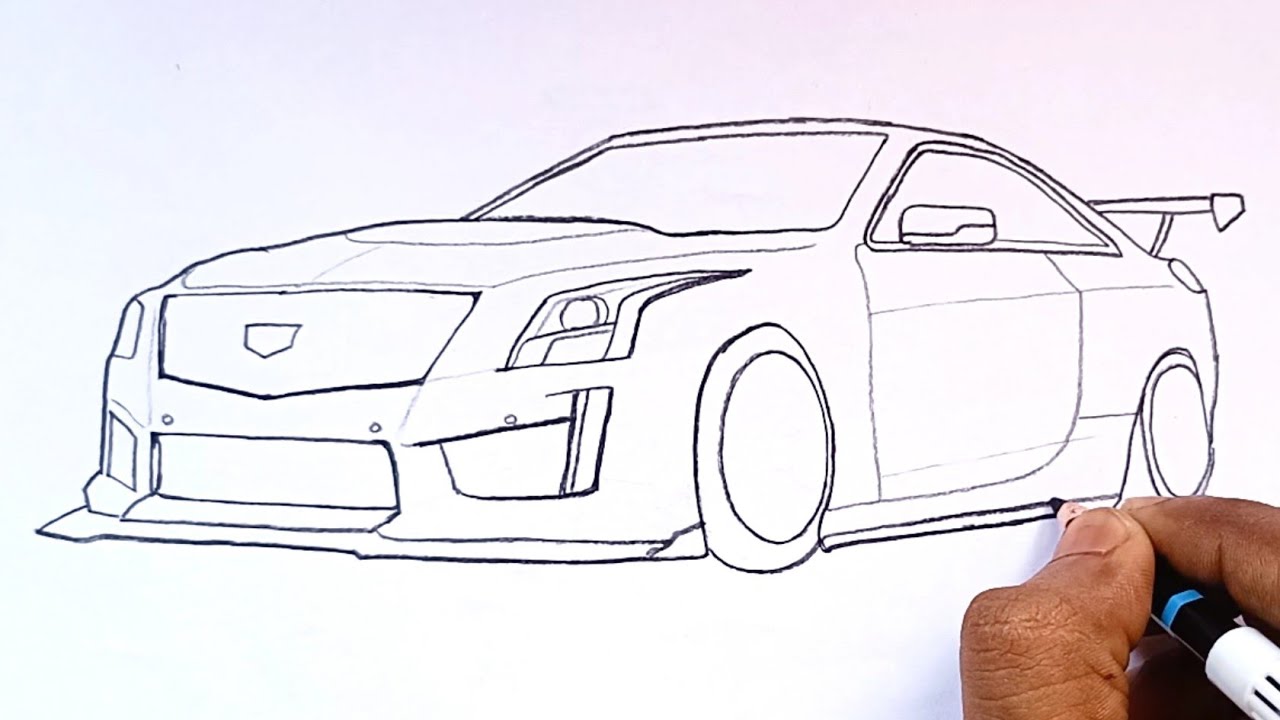 Cadillac Car Drawing | Easy & Detailed Car Art Tutorial | How to draw ...