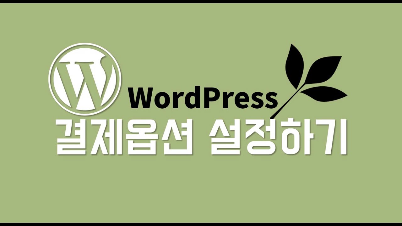 워드프레스wordpress 쇼핑몰 만들기 우커머스woocommerce 플러그인 결제옵션 설정하기 Youtube