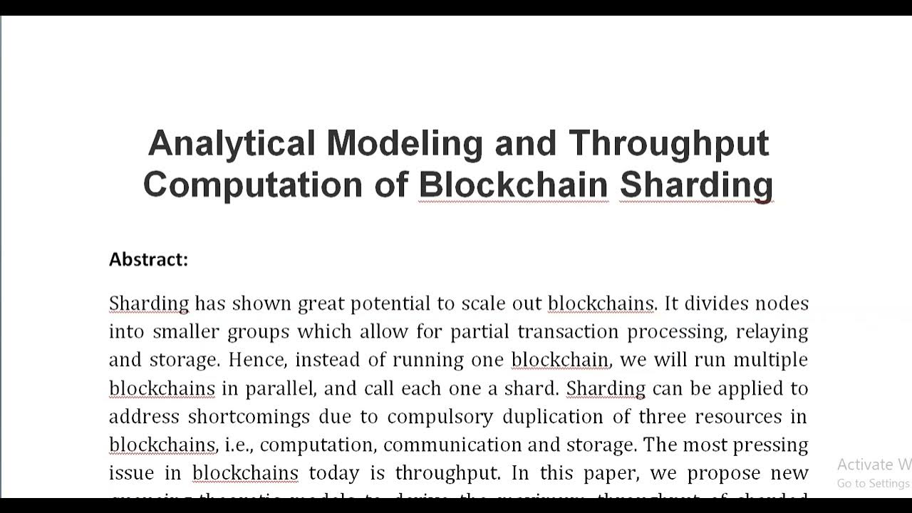 Analytical Modeling and Throughput Computation of Blockchain Sharding - YouTube