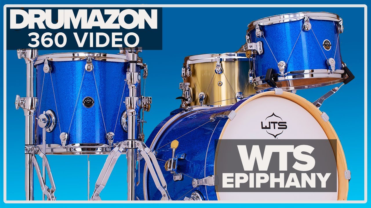 WTS Welch Tuning System Epiphany Drum Kit, Blue Sparkle, 360 Rotation ...