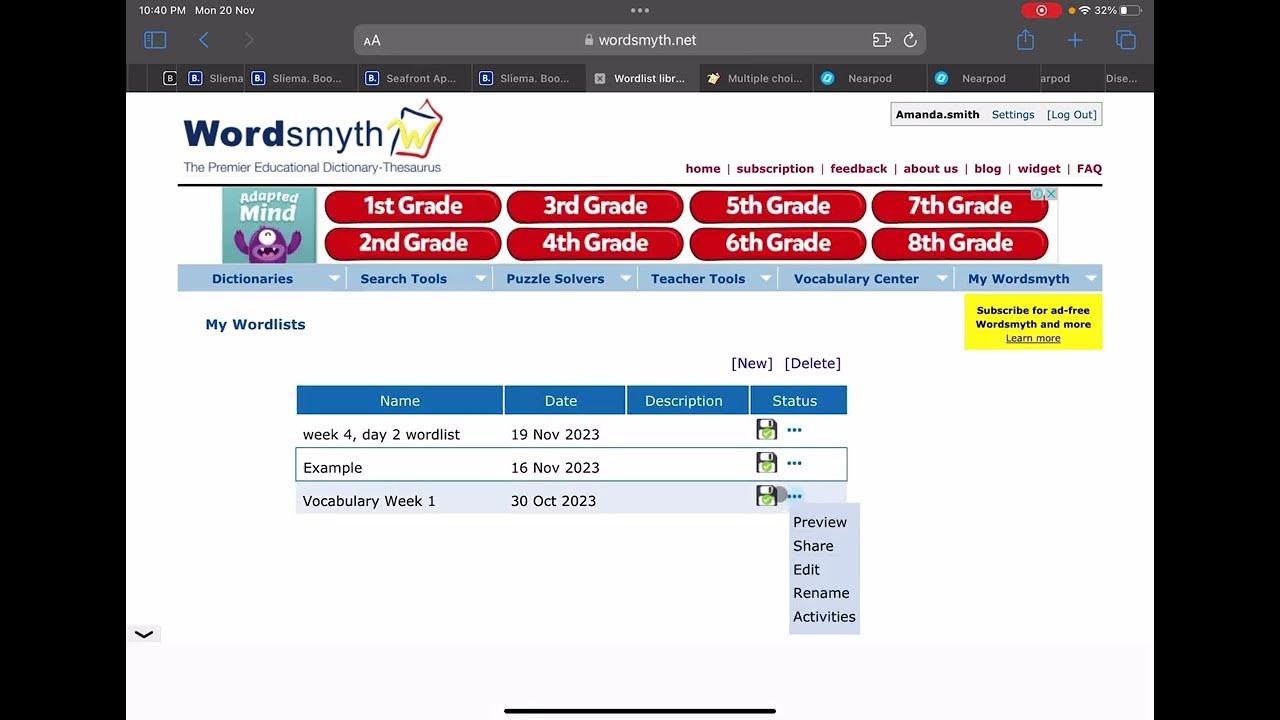 Wordsmyth- How to create a wordlist video 2 - YouTube