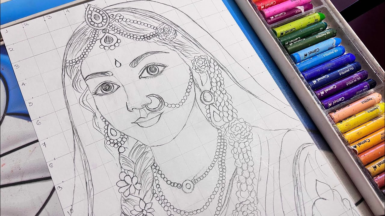 Radha Rani drawing,Radha Asthami special drawing,Outline tutorial,step ...