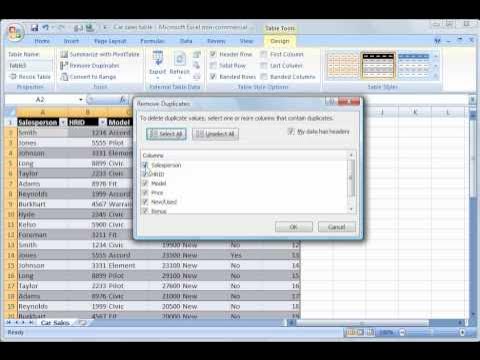 Excel 2007 Tutorial 8: Working with tables - YouTube