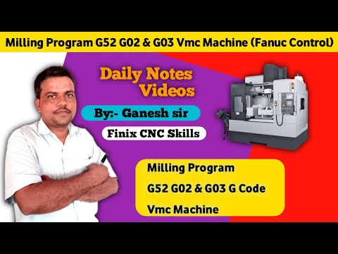 circular Pocket milling program | G52 G02 & G03 G code | I J K Interpolation program | Vmc ...