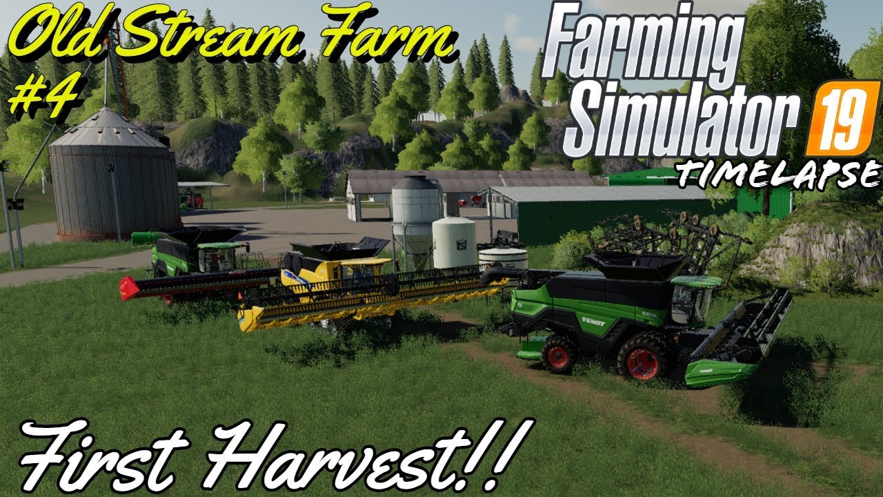 FIRST HARVEST!! | MY OLD STREAM FARM | FS19 Timelapse | #4 | FS19 ...