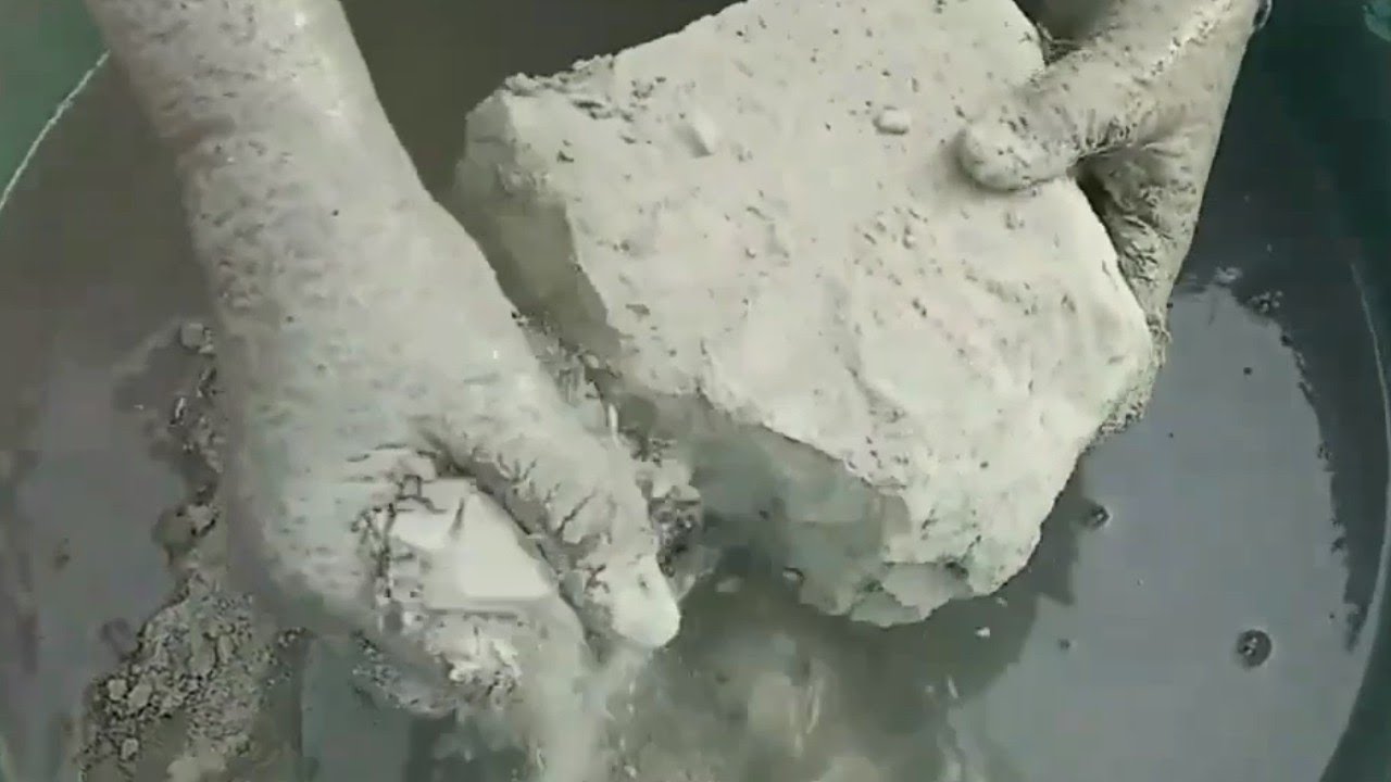 ASMR very soft sand and pure cement silk mixed dart dipping crumble in ...