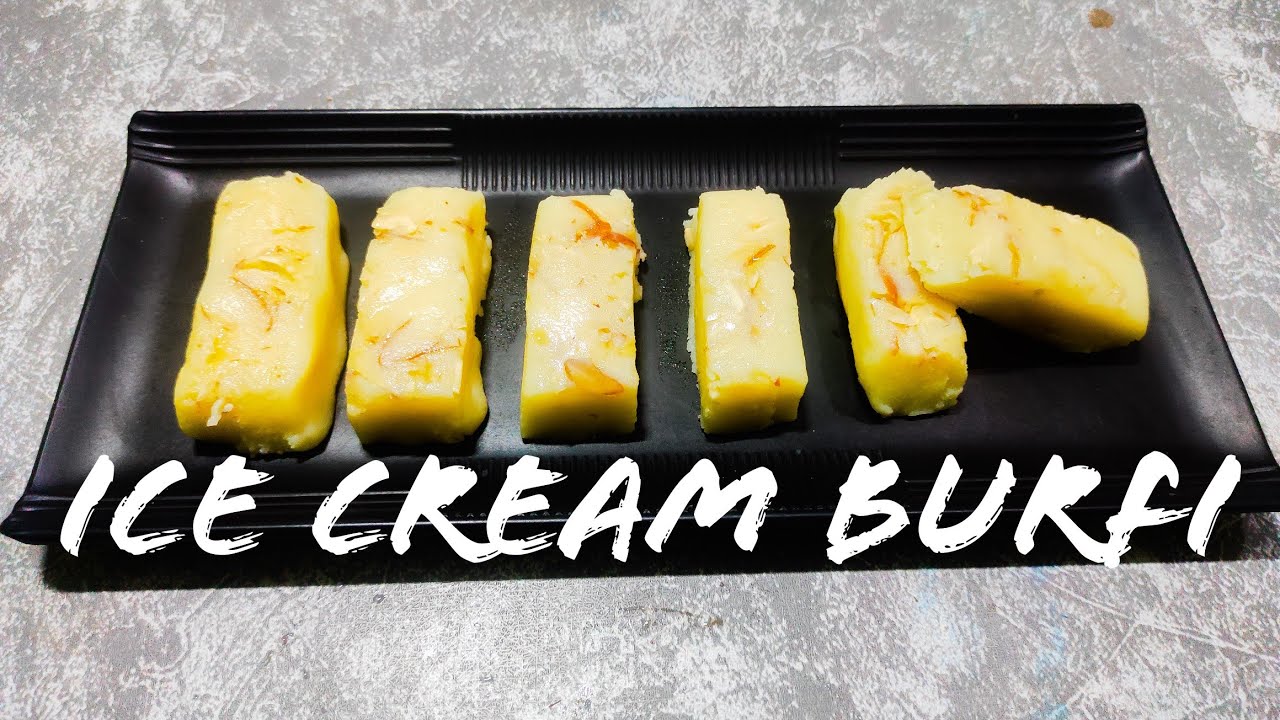 Ice cream Burfi # Vanilla ice cream burfi # Sweet shop style # Sweet ...