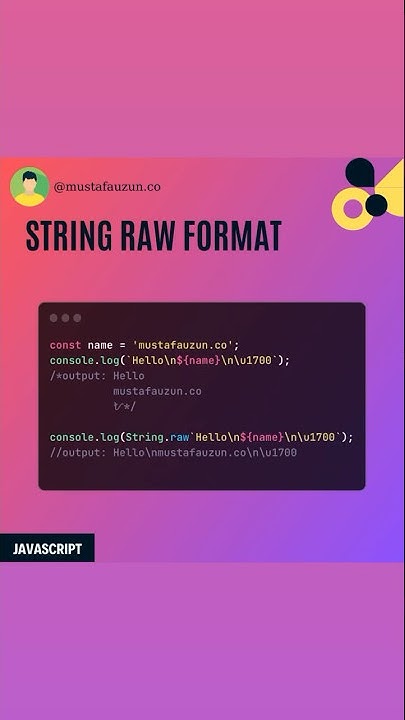 Javascript, String Raw Format #javascriptengineer - YouTube