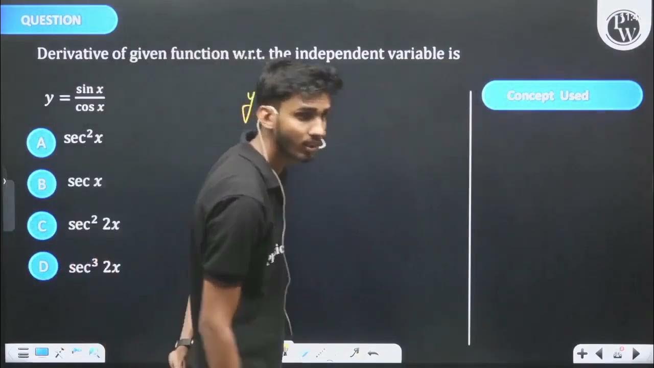 Derivative of given function w.r.t. the independent variable is y=sinxcosx... - YouTube