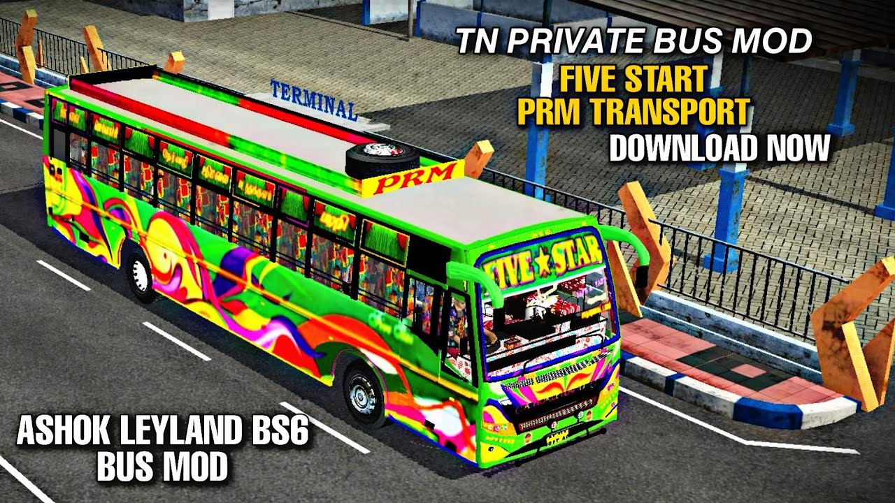 Ashok leyland bs6 TN private bus mod released || Five Star PRM bus mod ...