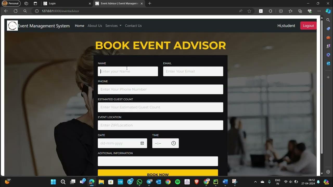 EVENT MANAGEMENT SYSTEM PROJECT BY USING DJANGO - YouTube