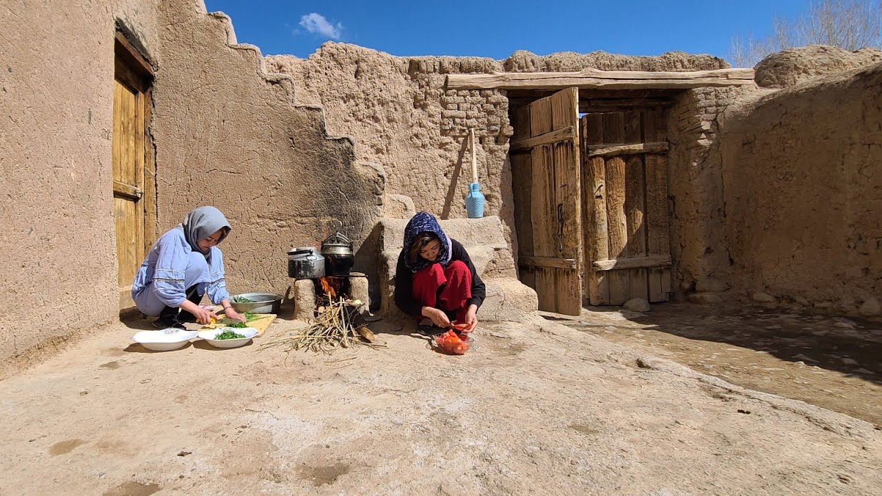 Cooking traditional food in village | Aash Sabzi | Daily routine ...