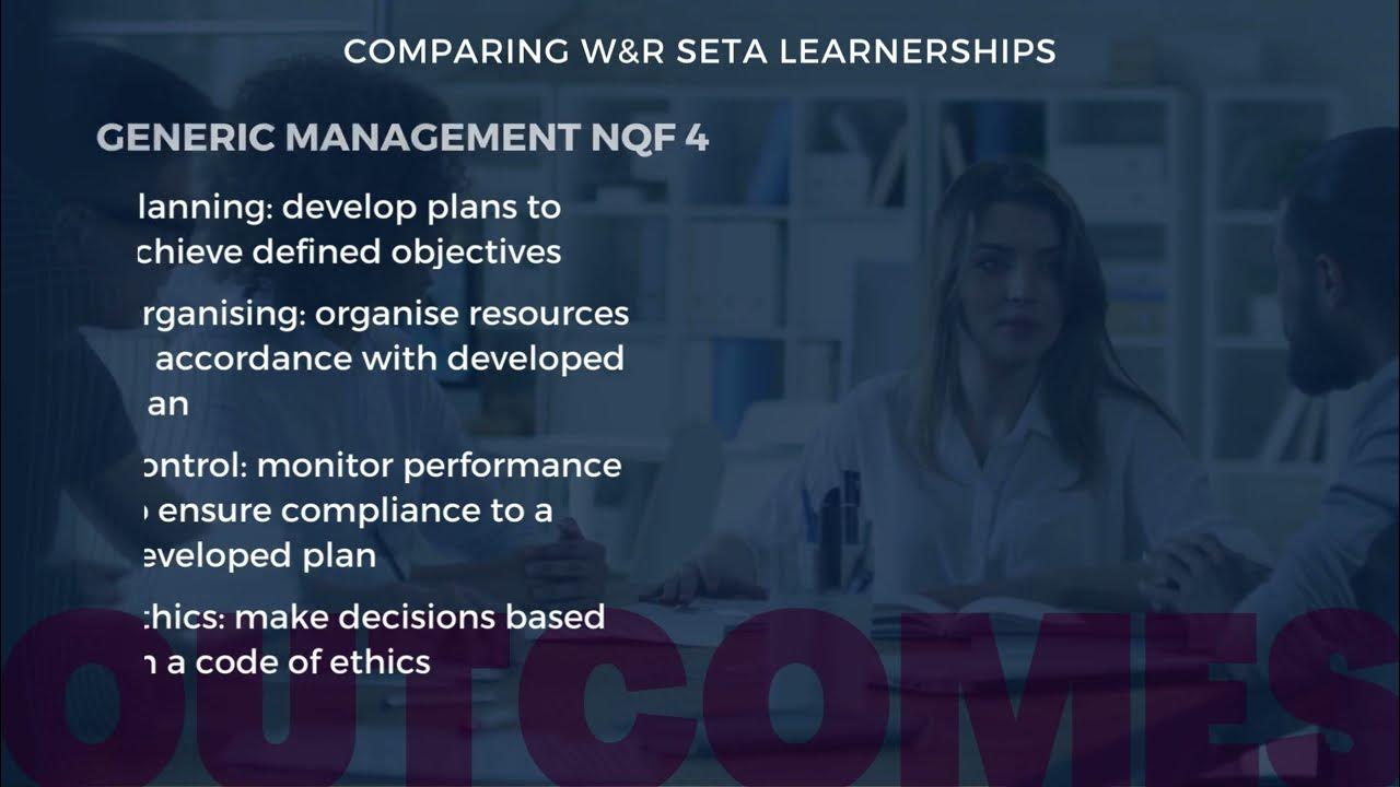 Comparing W&RSETA Learnership Programmes - Generic Management NQF 4 vs ...