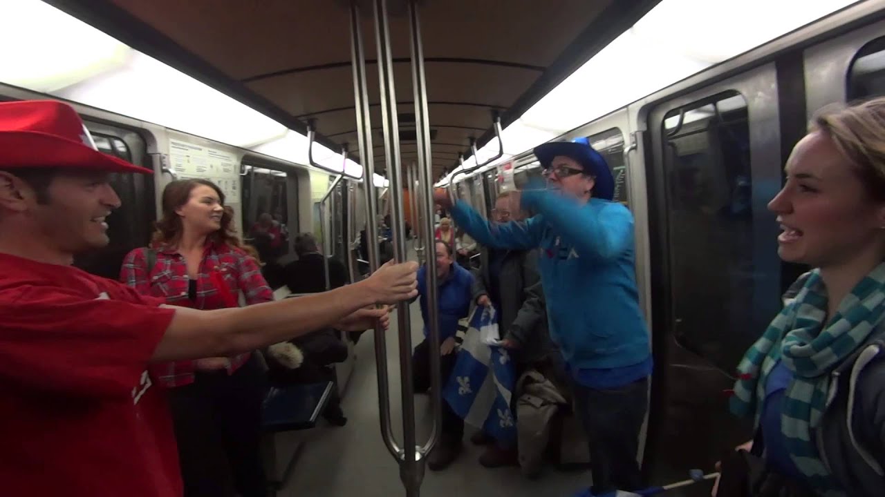 Quebec Vs. Canada Fight On The Montreal Metro - YouTube