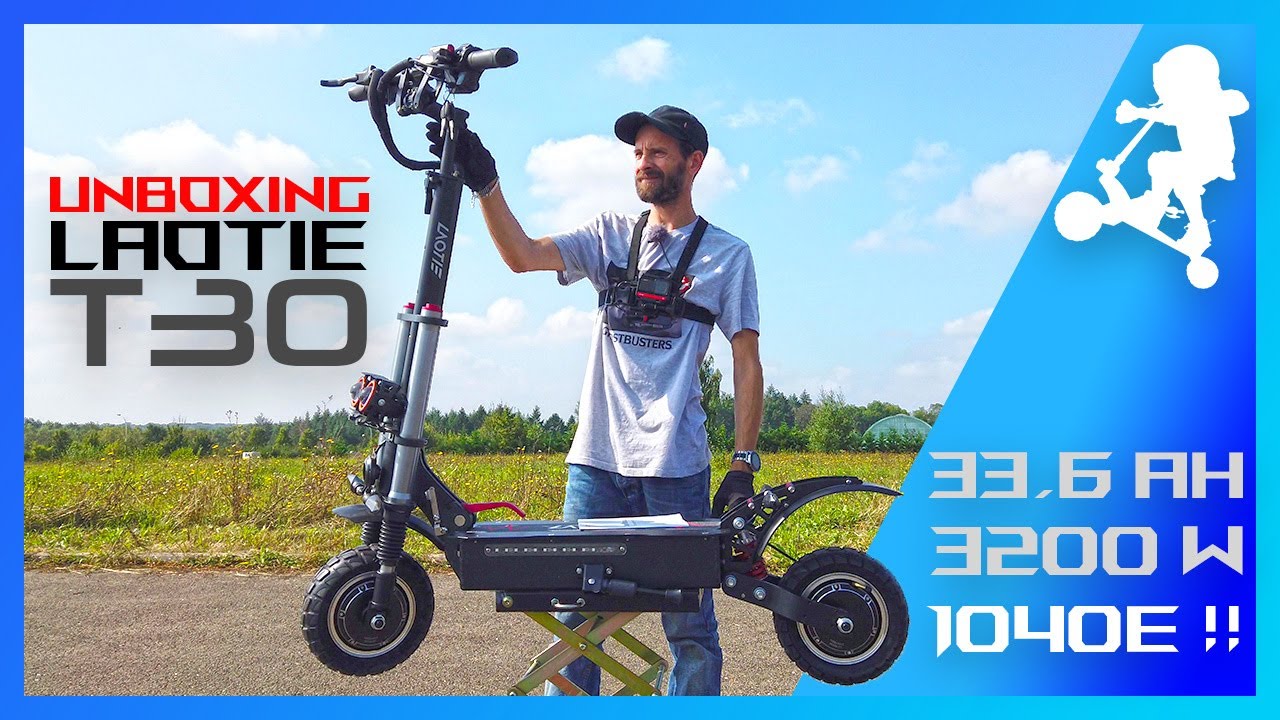 Unboxing trottinette électrique Laotie T30 de Banggood. 3200 watts, 33 ...