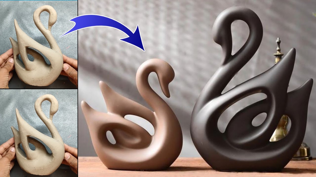 Swan 🦢 Craft idea // White cement Showpiece Craft // swan Showpiece ...