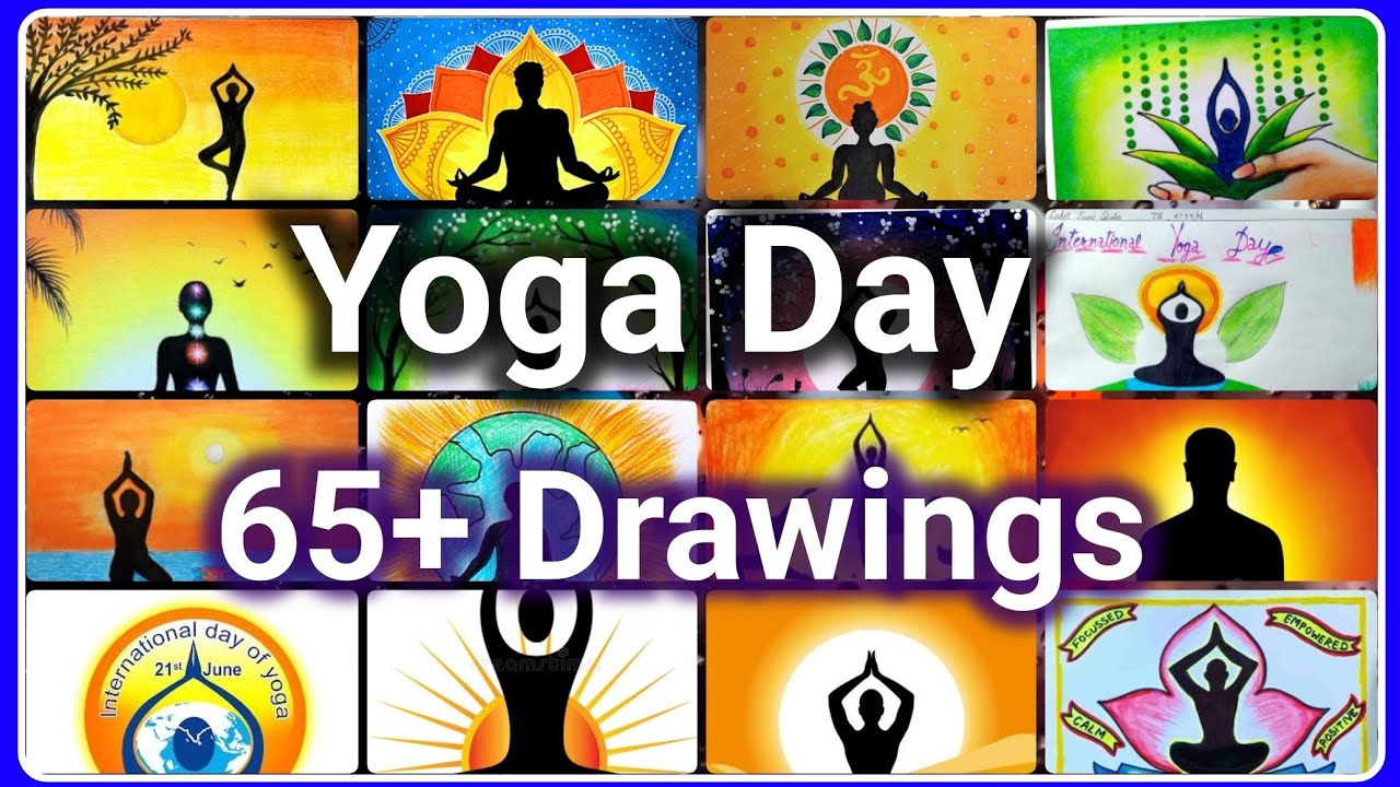 Yoga day drawing/ international yoga day poster drawing ideas/ How to ...