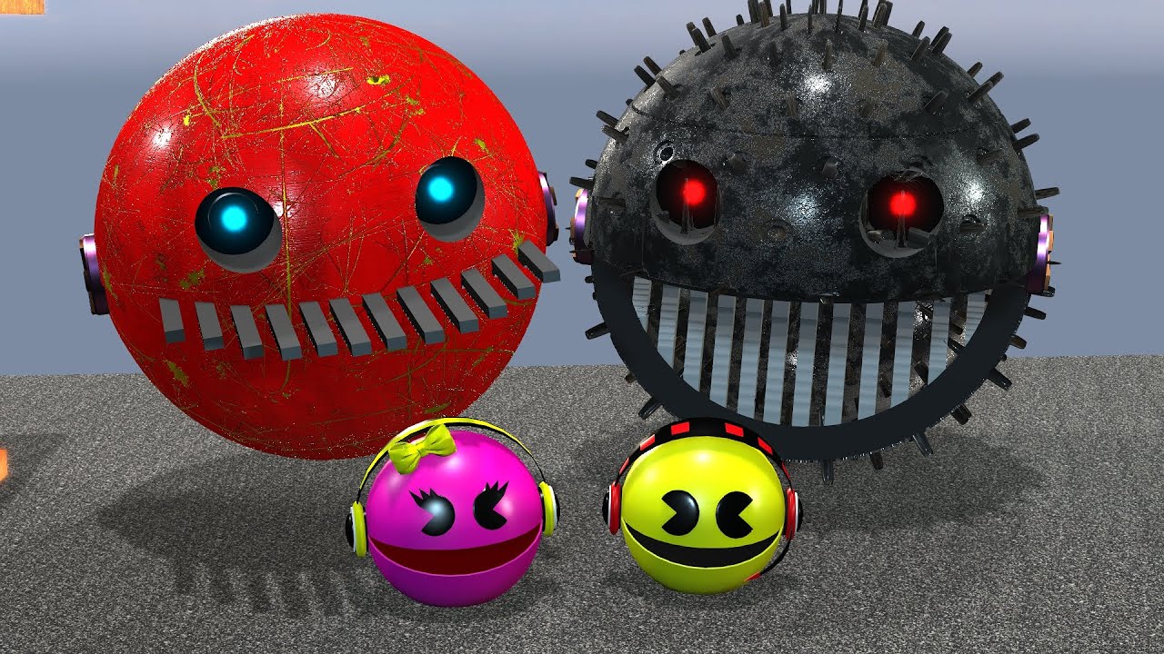PACMAN AND ROBOT PACMAN VS MONSTER SPIKE PACMAN IN A BEAUTIFUL ...