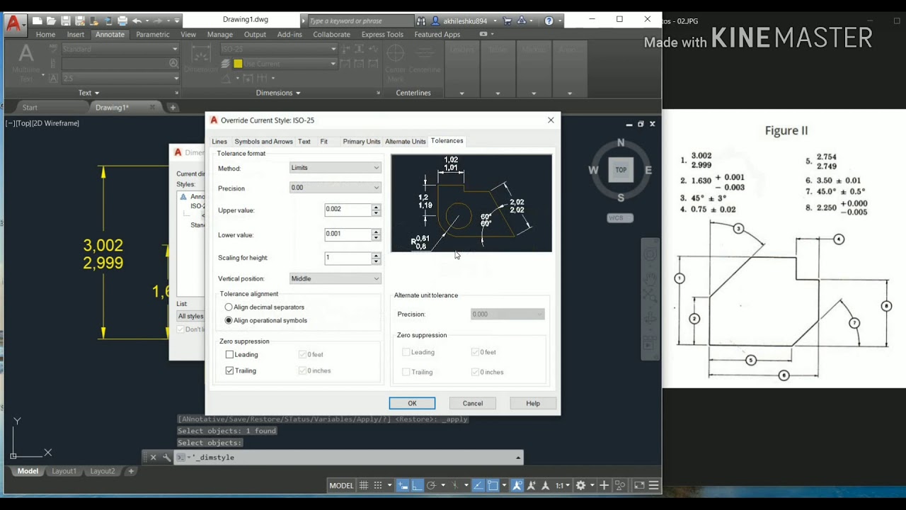 Adding different types of tolerance value in Autocad drawing. - YouTube