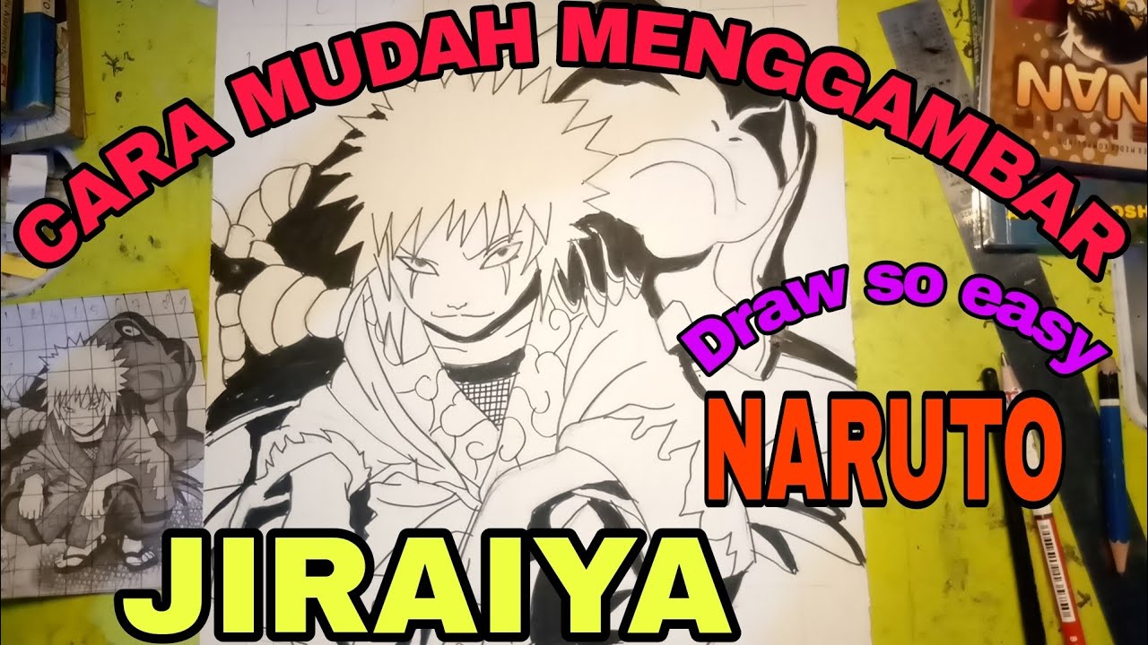 how to draw Jiraiya. cara mudah menggambar anime Naruto. draw so easy ...