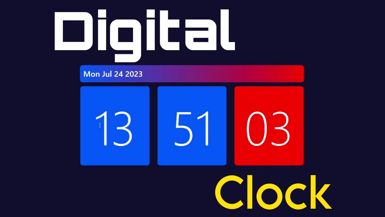 Create Digital Clock Using Html Css And Javascript Youtube 