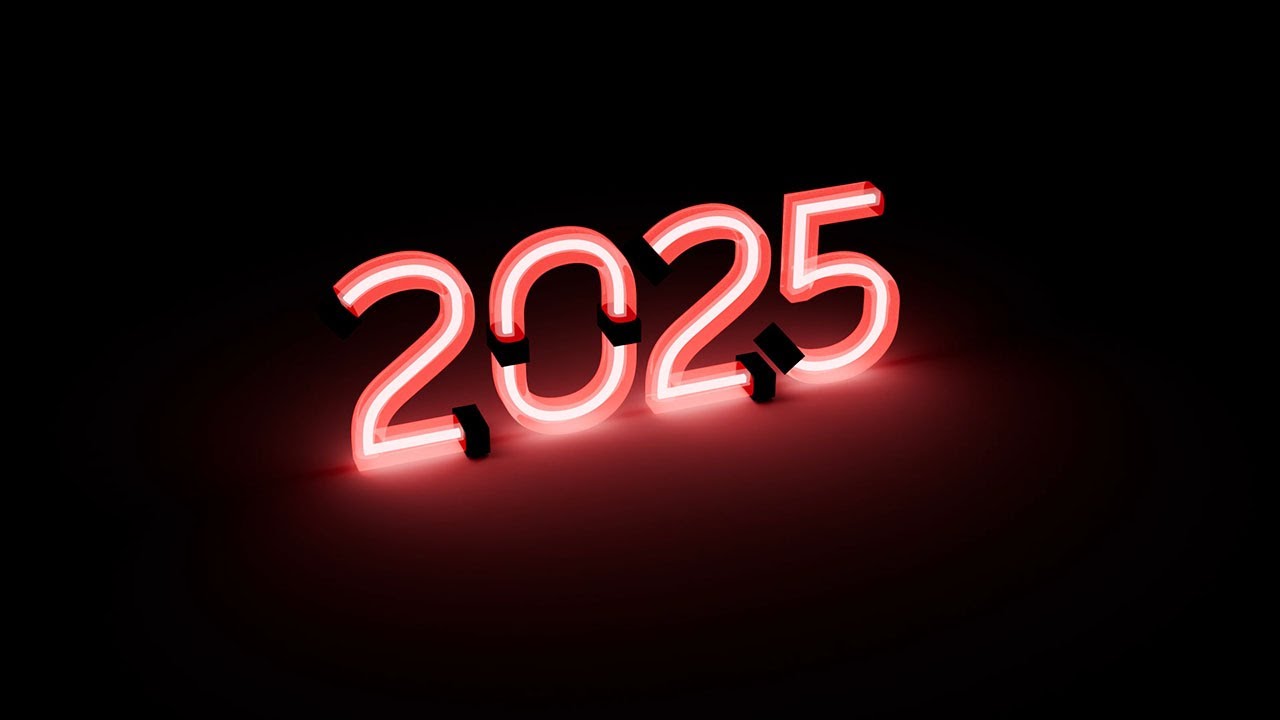 4K 2025 Video | New Year 2025 | Neon Light | 2025 Screensaver | Ultra ...
